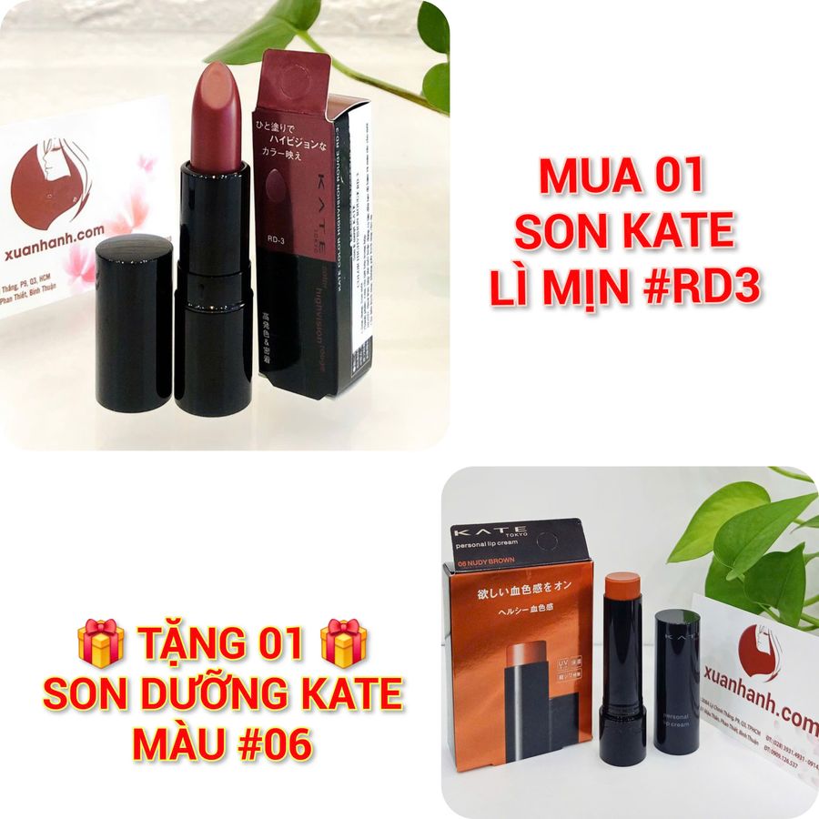 Son Kanebo Kate Color Highvision Rouge, chất kem lì, #RD3 đỏ đất - TẶNG ...